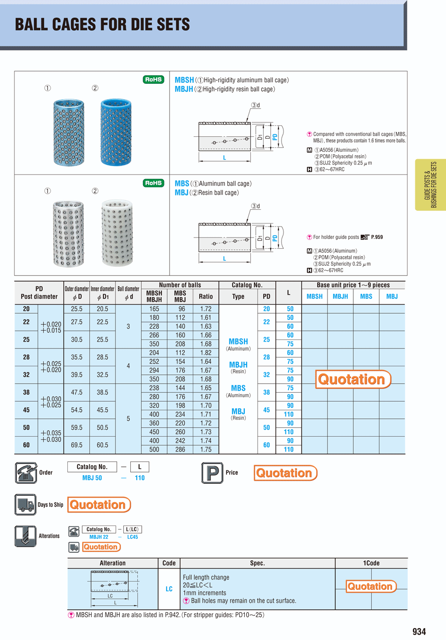 Ball Cages for Ball Guide Sets for Die Sets | MISUMI | MISUMI