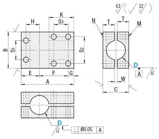 Strut Clamps - 2 Piece, Perpendicular Configuration | MISUMI | MISUMI