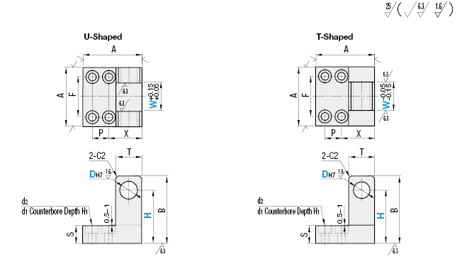 Hinge Bases - L-Shaped, with Tapped Hole for Stopper | MISUMI | MISUMI