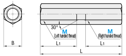 Turnbuckle Components - Tapped Hexagonal Joint | MISUMI | MISUMI