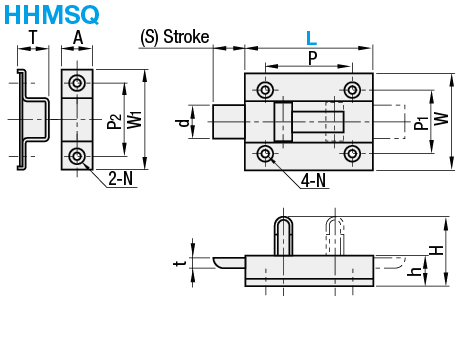 HHMSQ65 | Sliding Bolt - Square Latch | MISUMI | MISUMI