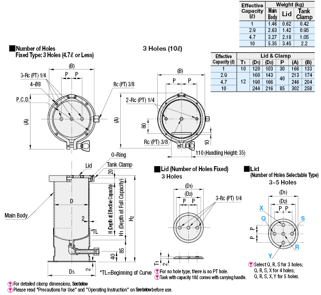 Pressure Tank - with Base, Wide Mouth, Configurable Threaded Holes ...