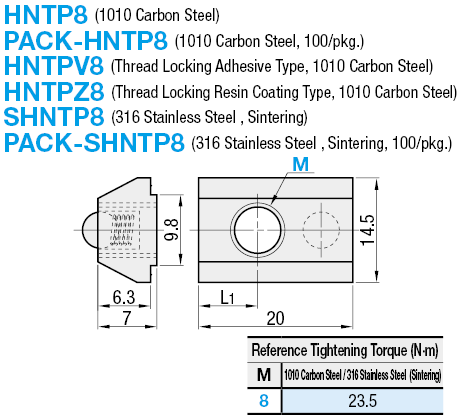 HNTP8-8 | Post-Assembly Insertion Spring Nuts for 8 Series Aluminum ...
