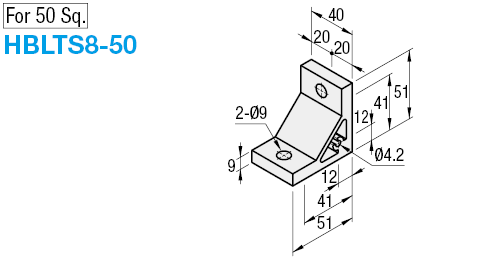Brackets - 8-45 Series, Thick Brackets, 50 Square, 2 Holes for 1 Slot ...