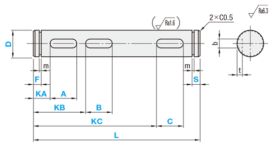 [Clean & Pack] Rotary Shaft - Retaining Ring Grooves on Both Ends with ...