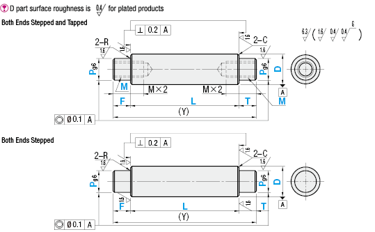 [Clean & Pack] Shaft - Both Ends Stepped and Tapped/Both Ends Stepped ...