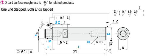 [Clean & Pack] Shaft - One End Stepped, Both Ends Tapped with Wrench ...