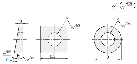 [Clean & Pack] Round or Square Tapered Washers | MISUMI | MISUMI