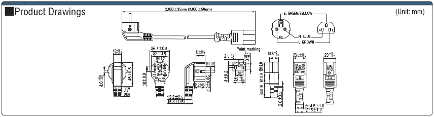 AC Cord - VDE, Double Ended, Rated, L-Shaped Plug | MISUMI | MISUMI