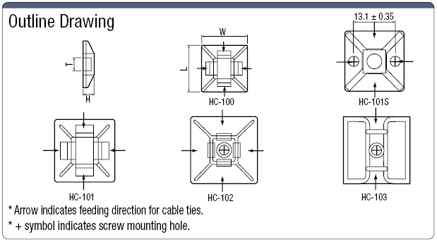 HC-101 | Cable Tie Mounts & Accessories - Plate, Economy Model | MISUMI ...