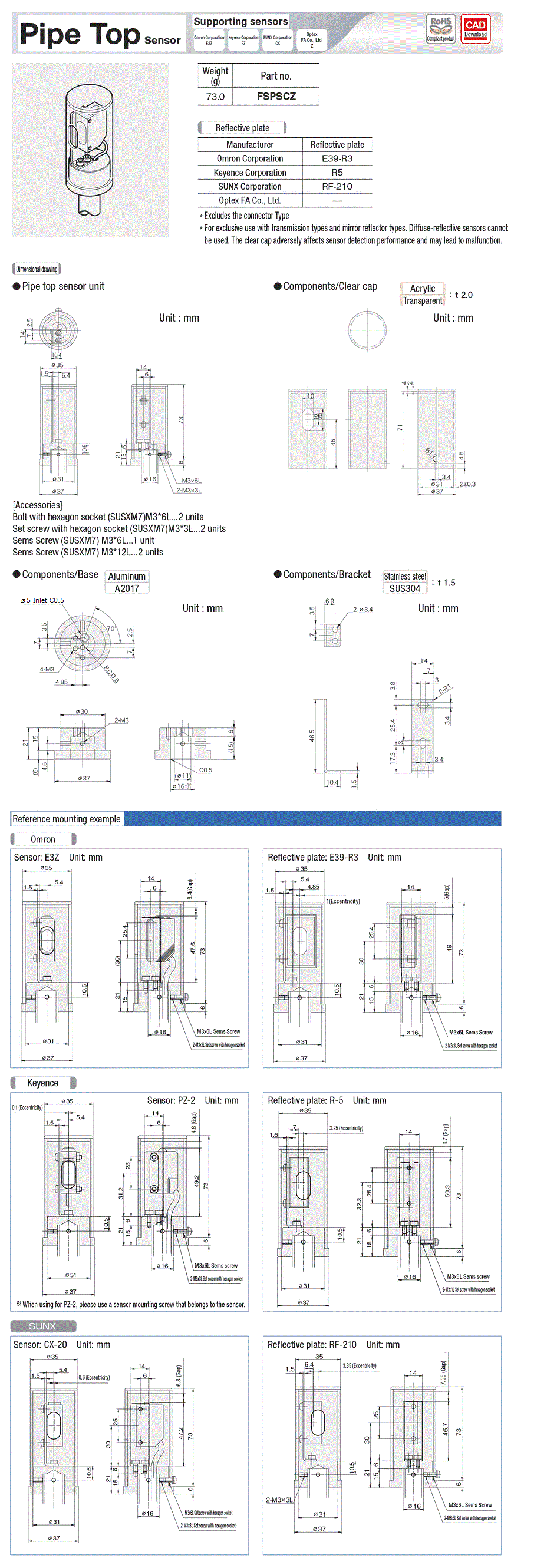 Sensor Brackets - for Pipe Top Sensors | Iwata Manufacturing | MISUMI
